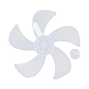 YiZYiF 12/14 Inch 5 Leaves Plastic Replacement Fan Blades with Nut Cover for Household Standing Pedestal Fan Table Fanner General Accessories White 12 Inch