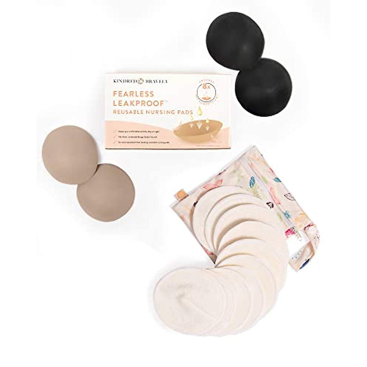 Kindred Bravely Fearless Leakproof Breast Pad 4-Pack & Organic Washable Breast Pads 10-Pack Bundle