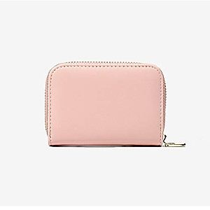 NVKIC Cute Credit Card Holders for Women Strawberry Pattern Zip-Around Faux Leather Slim Wallet for Girls Cash Coin Purse Pink Color