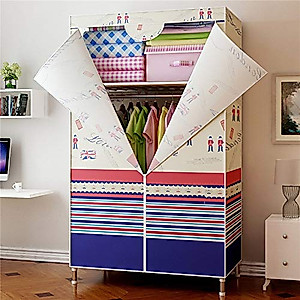 IULJH Simple Wardrobe Assembly Nonwoven Dustproof Proof Bedroom Storage Organizer Zipper Clothing Closet for Home Furniture