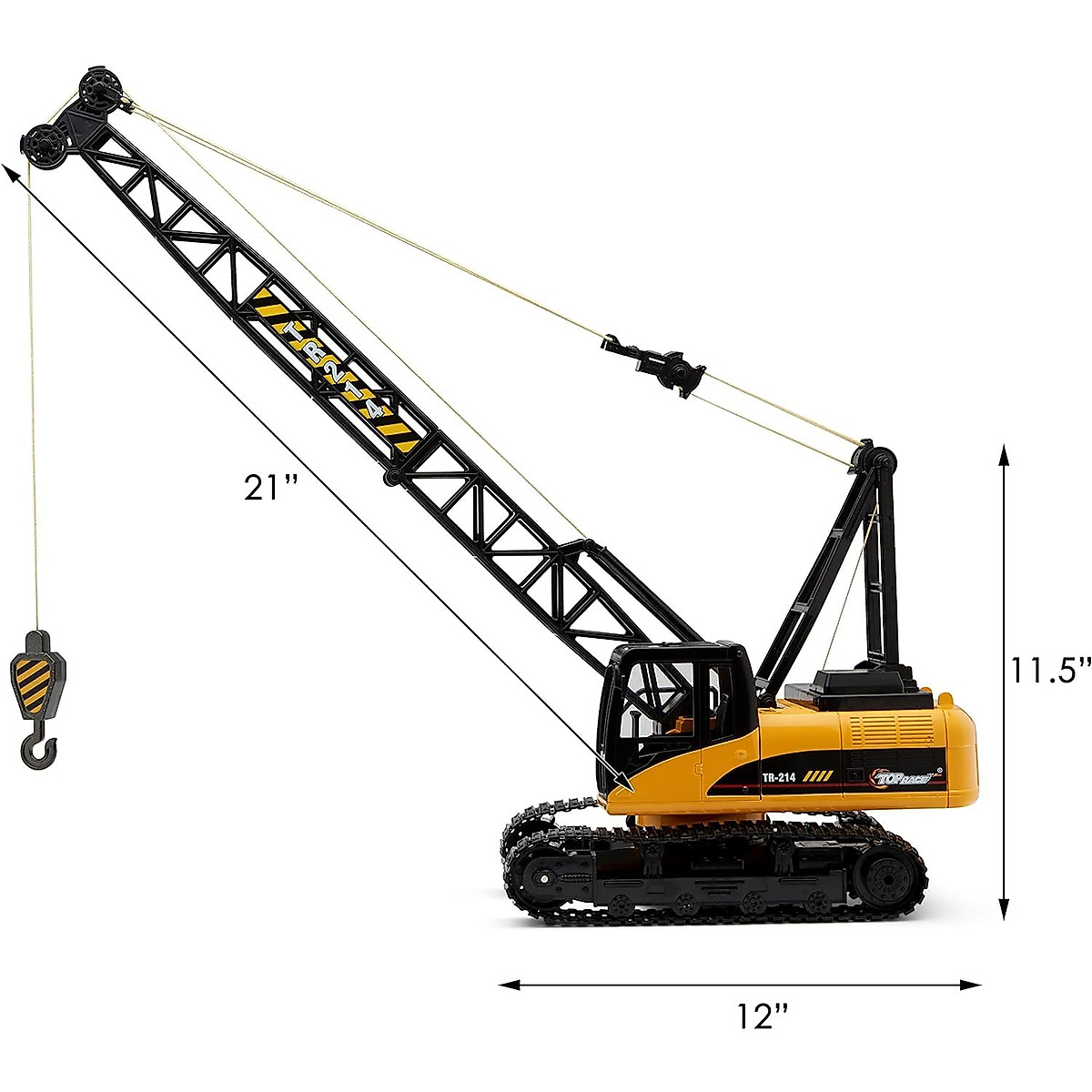 Top Race 15 Channel Remote Control Crane Toy - Battery Powered 1:14 Scale RC Construction Vehicles with Heavy Metal Hook - Crane Truck for Kids 8-12 - Full Functional RC Crane with 2.4GHz Remote