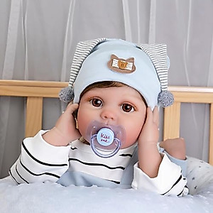 Aori Reborn Baby Dolls Boy 22 Inch Realistic Lifelike Newborn Baby Doll with Teddy Toy and Doll Accessories for Children 3+