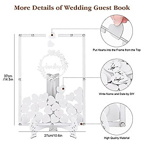 HYMENEX Wedding Guest Book, Guest Book Wedding Reception, Wedding Guest Book Alternative with 100 Wooden Hearts Guest Book Alternatives for Guests to Sign for Wedding Anniversary Baby Shower