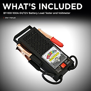 Schumacher BT-100 Battery Load Tester and Voltmeter - 100 Amp, Black