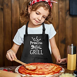 GEMHOPE Kids Apron Children Grill Aprons Funny Child Apron with 2 Pockets Birthday Gifts for Girls Cooking Kitchen Baking Painting