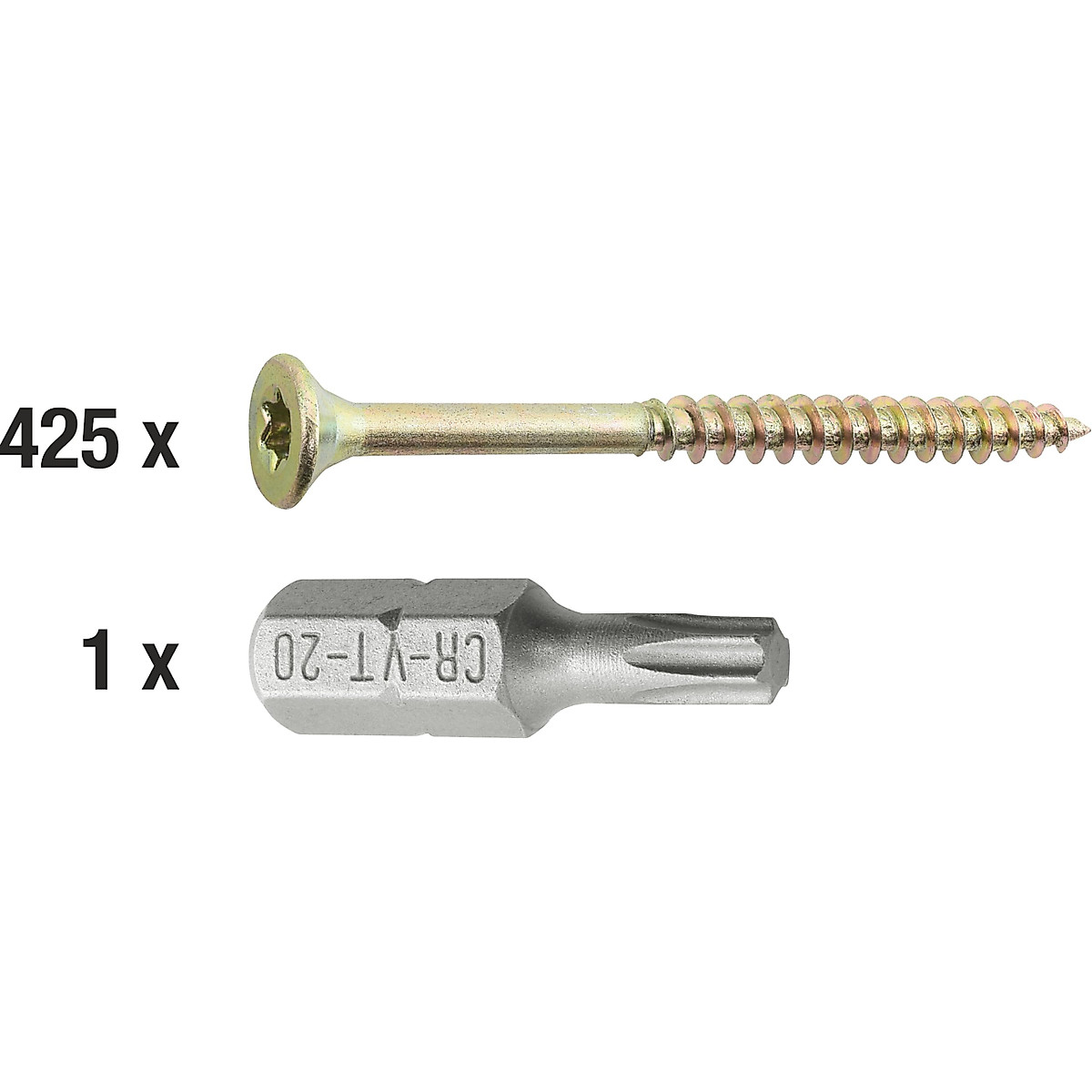 CONNEX B30082 Uni-Screws TX Bucket 4,0x50 a 425pcs, Gold, 4,0 x 50 mm (425 Stück)