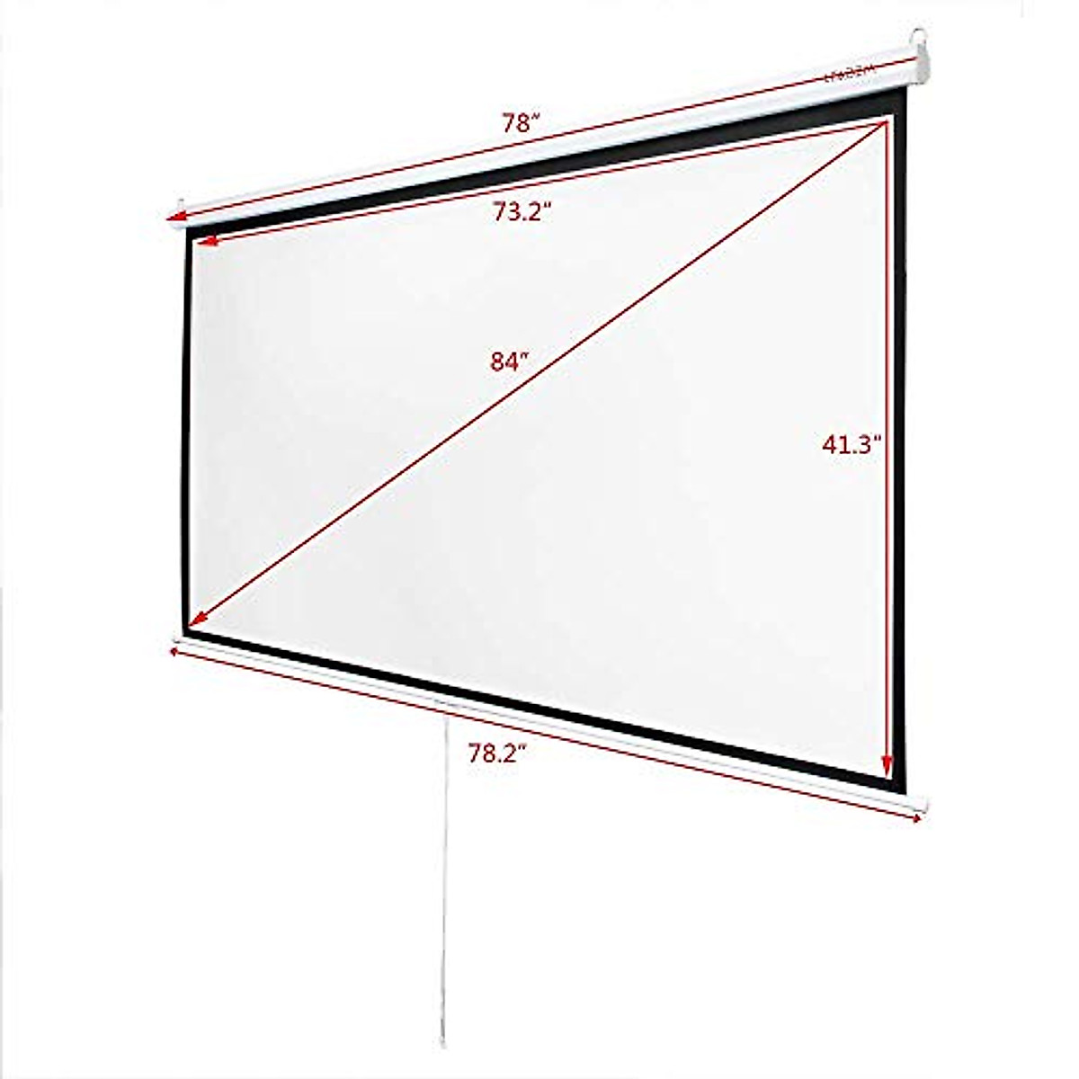 FMOGE Portable Folding 84 Inch 16:9 Manual Pull Down Projector Warp Knitted White Plastic Projection Screen Home Theater Movie