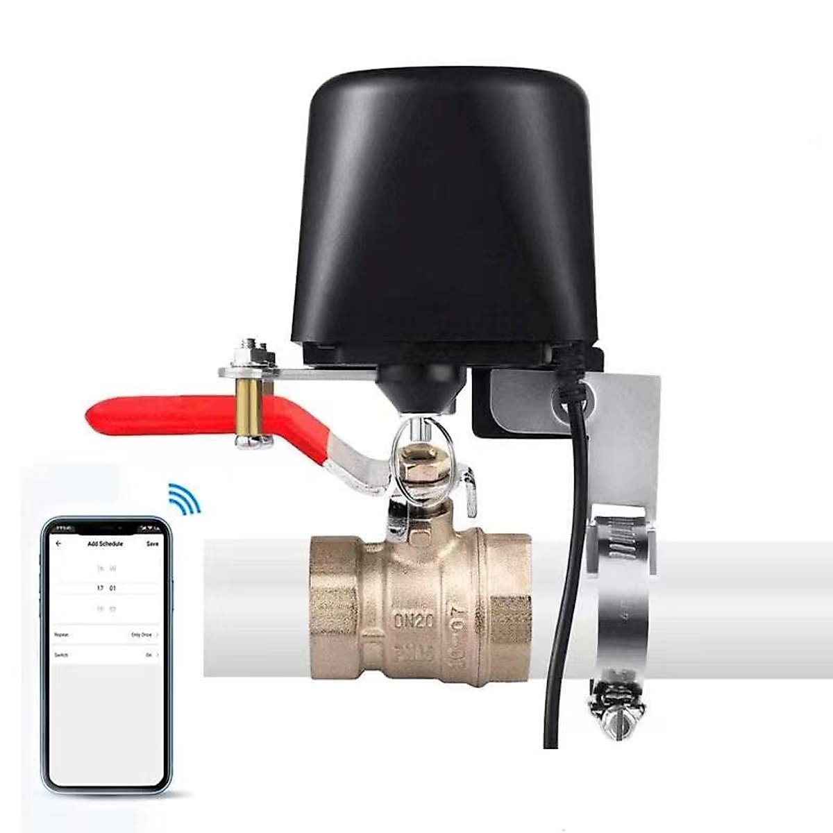 Jinvoo upgraded version smart water valve closing, Wifi water valve, automatic ball valve watering timer, sprinkler controller, wireless gas shut-off valve controller, compatible with Alexa, Google