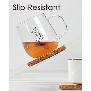 Cork Coasters for Drinks, 8 Pcs Square Extra Thick Absorbent Cork Coaster Sets, Round Edge Drink Coaster, Cup Coasters for Kinds of Cups, Housewarming Gifts, Home Decor, 4 x 4 Inches