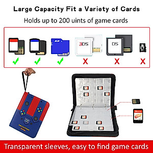 Dmoicols Game Card Binder Compatible with Nintendo Switch &OLED&Lite Model,PS Vita Cartridge Case,SD Memory Card Storage Holder with Sleeves,Card Collection Book holds up to 200 Cards(Red+Blue)