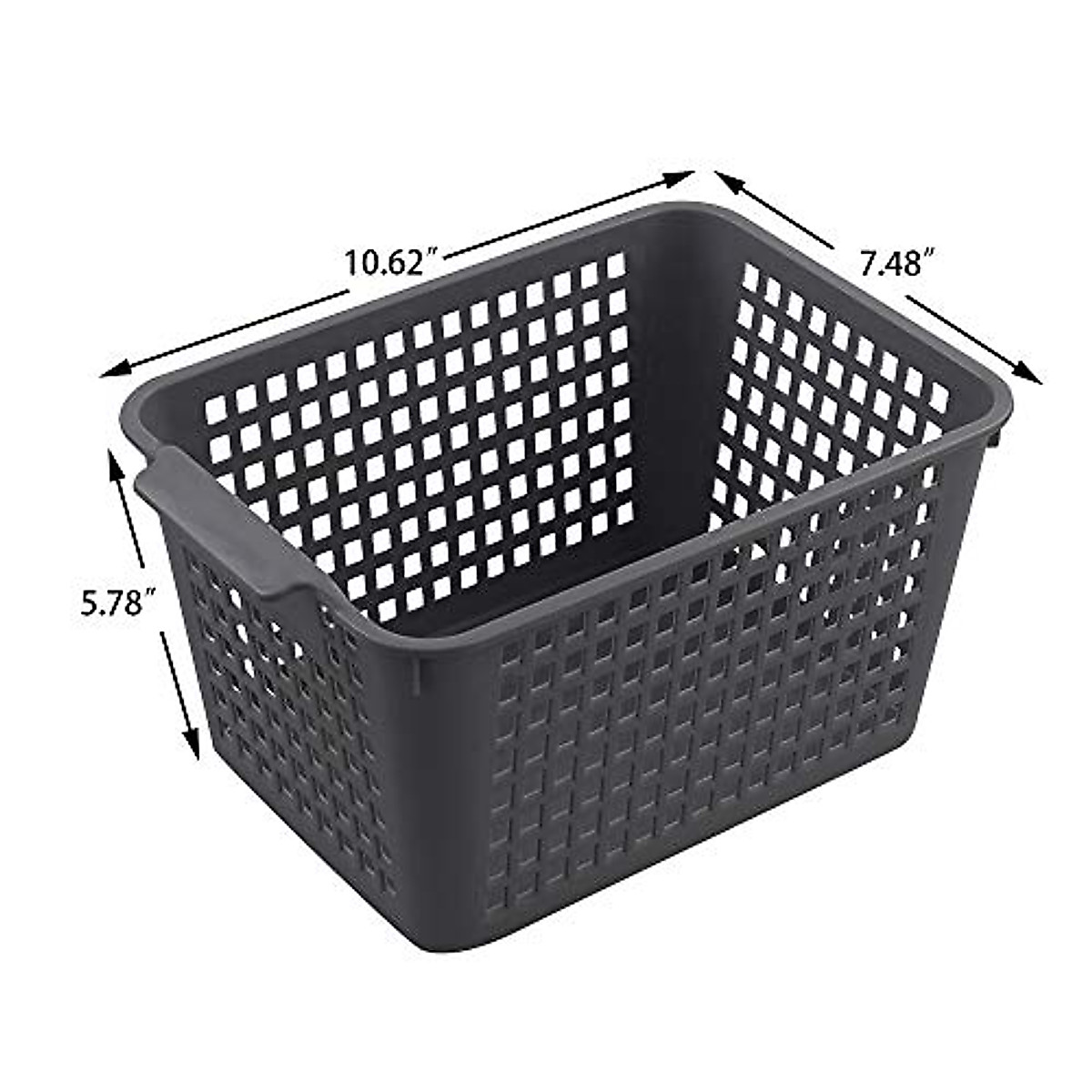 Sandmovie Gray Plastic Storage Baskets, 6 Packs