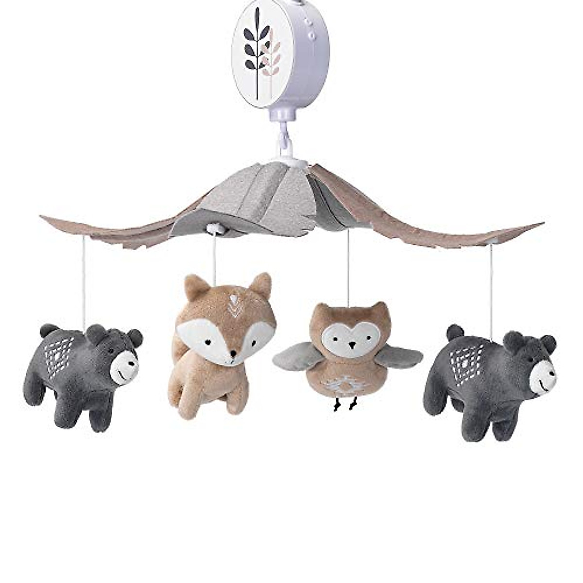 Lambs & Ivy Woodland Forest Gray/Tan Musical Baby Crib Mobile Soother Toy