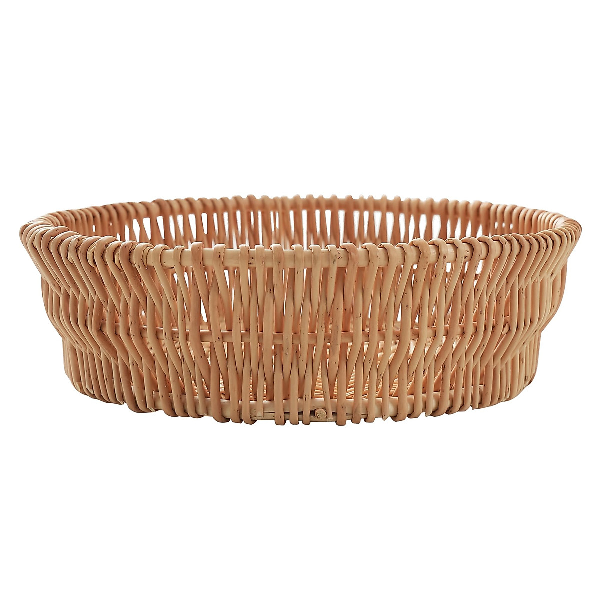 LONGERO Handcrafted Storage Basket, Wicker Round Bowl, Handwoven Shelf Basket, Natural Willow, 1 Pack, Large Size-Top Inner Ø ca 12.5''
