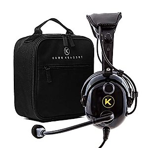 KORE AVIATION KA-1 General Aviation Headset for Pilots | Mono and Stereo Compatibility, Passive Noise Reduction, Noise Canceling Microphone, Gel Ear Seals, Adjustable Headband, Headset Bag