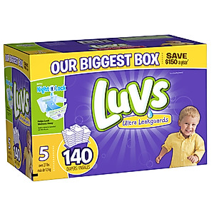 luvs diapers size 5, 140 count