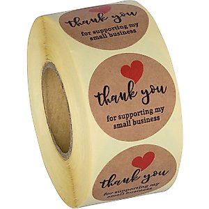 Sweetzer & Orange Thank You for Supporting My Small Business Stickers | Roll of 500 Kraft Stickers | Labels & Mailing Supplies for Small Business Boutique Bags & Merchandise Bags