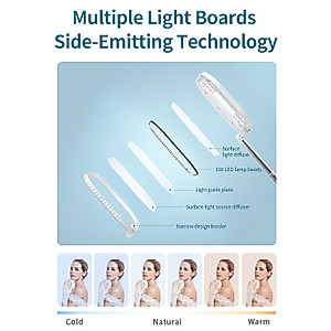 Viozon Extendable Selfie Stand,Height&Angle Adjustable,Overhead 360° Rotate,2 Phone Holders,Rechargeable Wireless Foldable 15 Brightness LED Light for Live Streaming/YouTube/Tiktok/Video/Makeup