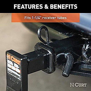 CURT 21411 Trailer Hitch Pin & Clip with Vinyl-Coated Grip, 1/2-Inch Diameter, Fits 1-1/4-Inch Receiver