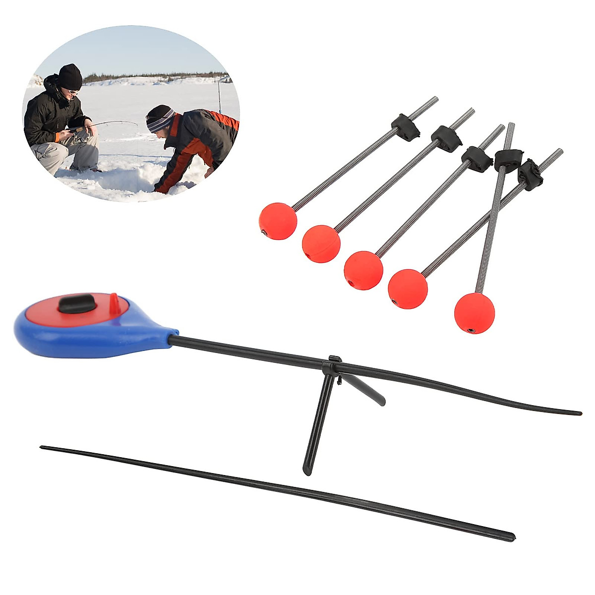 Ice Fishing Pole End, 5Pcs Extension Section Rods Pole End Tip with Rod Ice Fishing Accessories Ice for Fishing(M)