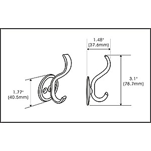 QCAA Zinc Diecast Coat Hook, Satin Nickel, 5 Pack
