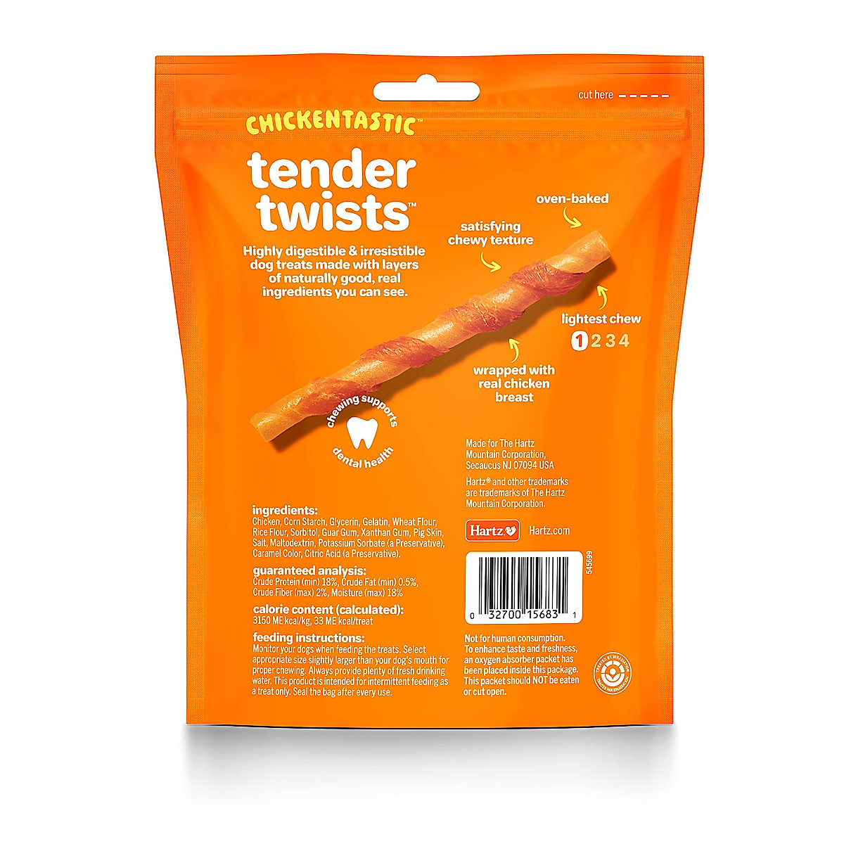 Hartz Oinkies Rawhide-Free Tender Treats Wrapped with Chicken Dog Treats Chews, 36 Count, Highly Digestible, No Artificial Flavors, Perfect for Smaller and Senior Dogs