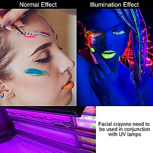10 Colors Glow in The Black Light Face Paint Crayons Kit, UV Black Light Makeup Neon Face and Body Paint Sticks Markers for Mardi Gras Halloween Masquerades Makeup