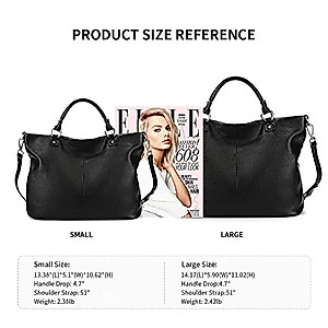 Kattee Women's Soft Genuine Leather 3-Way Satchel Tote Handbag Black