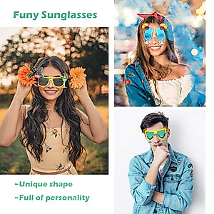 Funny Sunglasses,Novelty Party Sunglasses, Creative Funny Sunglasses, Funny Hawaiian Tropical Sunglasses,Luau Fancy Dress Party Supply, Hawaii Themed Sunglasses,Beach Photo Booth Props(8 Pack)