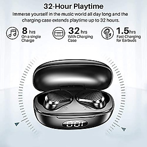 Wireless Earbuds 50H Playback Bluetooth Headphones with Wireless Charging Case IPX8 Waterproof Ear Buds in-Ear Earphones with Microphone for Android iOS iPhone, LED Power Display Headset