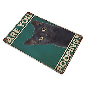 are You Pooping Cat Bathroom Funny Novelty Metal Sign Retro Wall Decor for Home Gate Garden Bars Restaurants Cafes Office Store Club Sign Gift Plaque Tin Sign 8 X 12 INCH