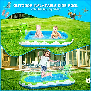 Inflatable Sprinkler Pool for Kids Toddlers Outdoor Water Toys,URMARVELOUS Dinosaur Kiddie Pool, Baby Wading Pool for Summer Backyard,Outside Play Equipment for 3 4 5 6 7 8 9+ Year Old Boys Girls