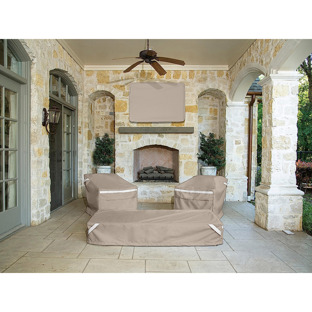 Covermates Square Patio Accent Table Cover - Patio Outdoor Furniture Cover, Water Resistant Outdoor Ottoman/Side Table Cover, Prestige 900D Polyester, 42W x 42D x 25H, Clay