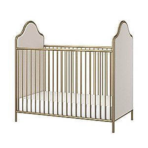 Little Seeds Piper Upholstered Metal Crib, Gold