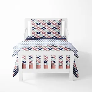 Bacati - Emma Aztec Coral/Mint/Navy 4 pc Toddler Bedding Set
