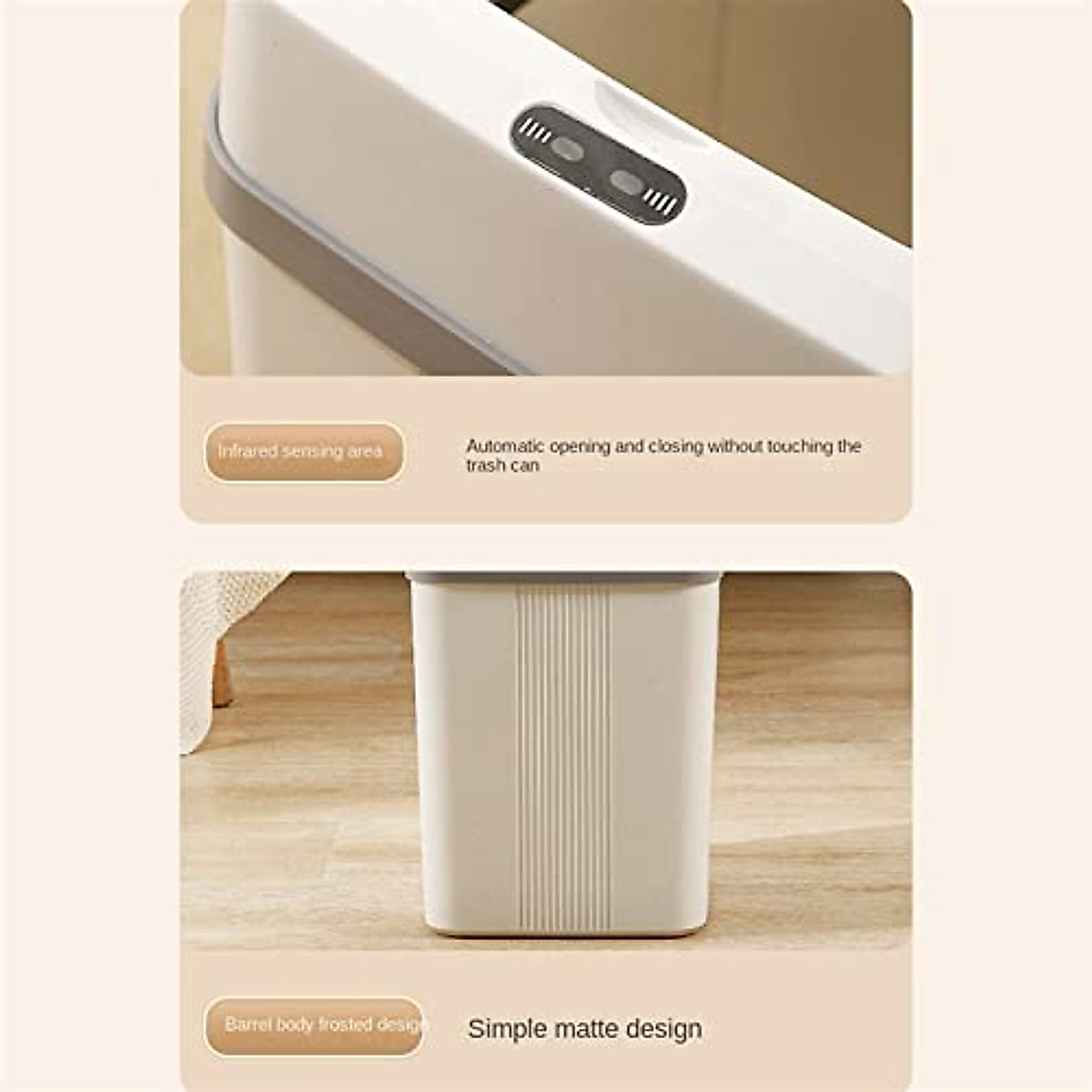 Trash Can 12L Smart Induction Square Electronic Automatic Trash Can Kitchen Bathroom Paper Basket Living Room Household Storage Bucket Trash Can Wastebasket
