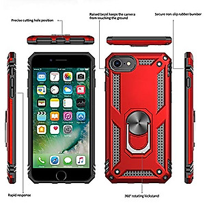 LeYi for iPhone SE 2020 Case (3rd Gen), iPhone SE Case 2022 with [2Pack] Tempered Glass Screen Protector, [Military-Grade] Phone Case with Magnetic Kickstand for iPhone SE 2022/2020, Red