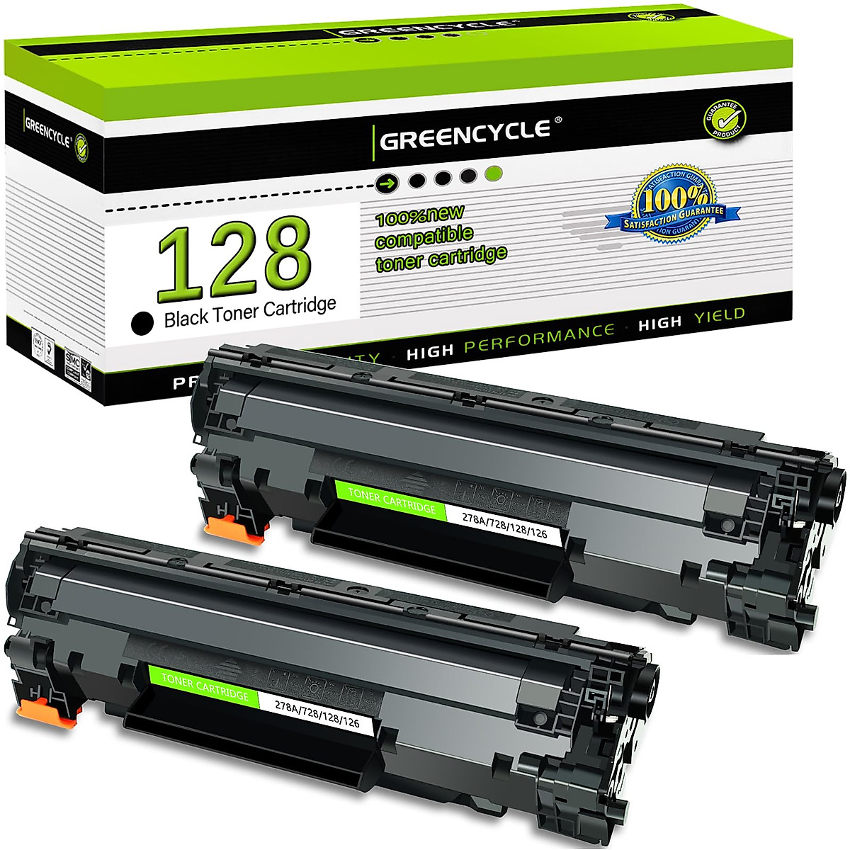 greencycle 2 PK Black Laser Toner Cartridges Compatible for Canon C128 CRG 128 ImageClass D550 D530 MF4412 MF4580dn