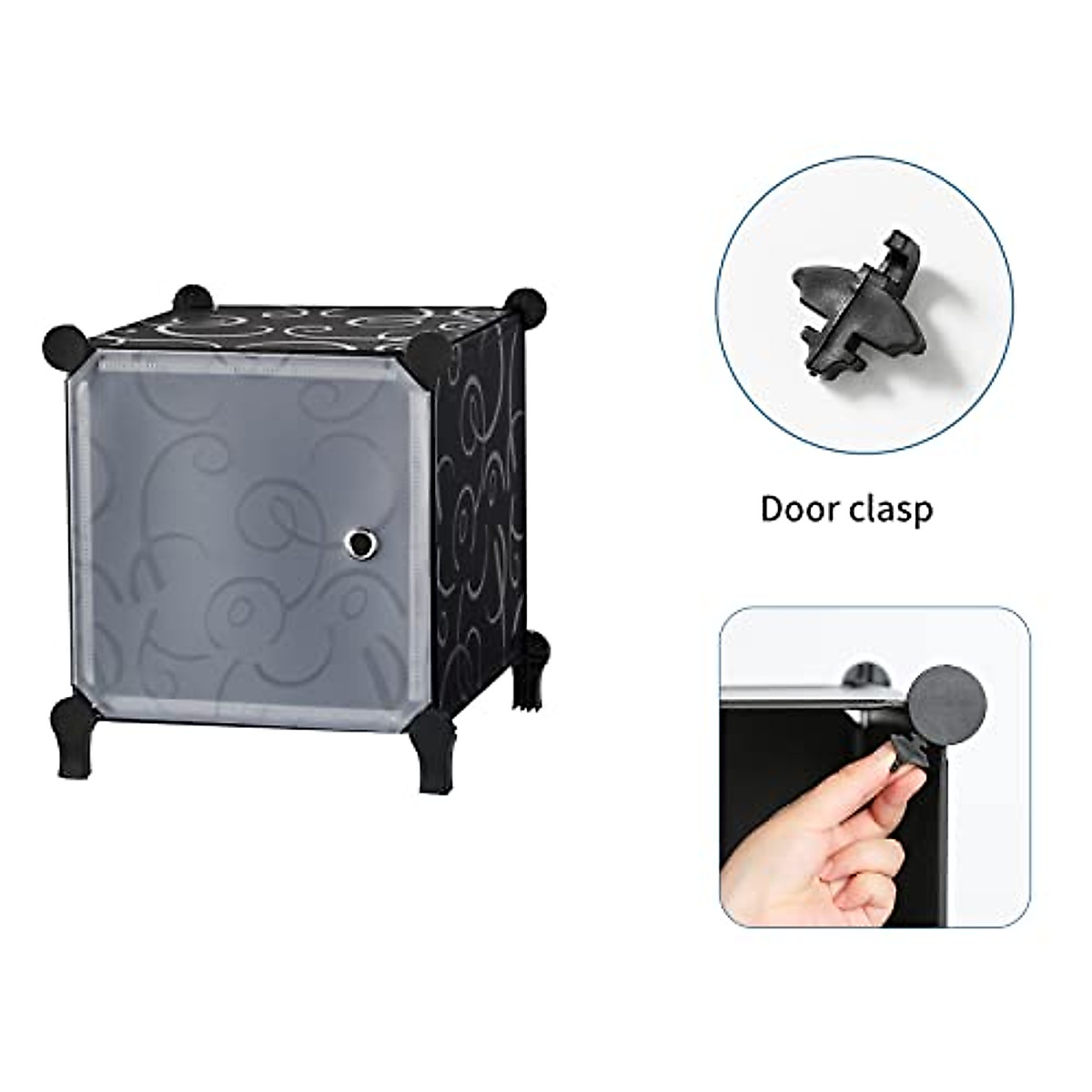 AWTATOS 12 Cube Storage Organizer with Doors, DIY Plastic Closet Storage Shelf, Modular Storage Bookshelf, Stackable Storage Shelving Rack for Bedroom, Home, Living Room, Black ULPZ012