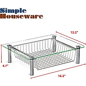 Simple Houseware Clear Glass Computer Monitor Stand Riser with Drawer