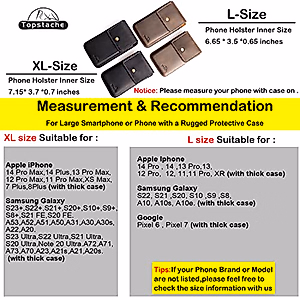 Topstache X-Large Leather Phone Holster for Belt,S23 Ultra S23 Plus Belt Clip Holder for Men,Leather Phone Pouch for iPhone 14 Pro Max,Universal Smartphone Holster for Phone with Protective Case