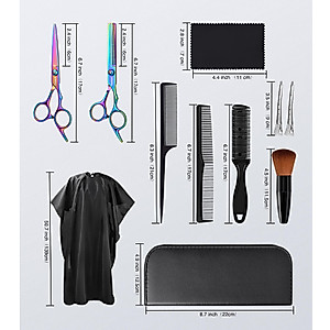 Hair Cutting Scissors Kits,11Pcs Professional Haircut Scissors Kit with Comb,Clips,Cape,New Craftsmanship Stainless Steel Hairdressing Thinning Shears Set for Barber,Salon,Home,Men,Women