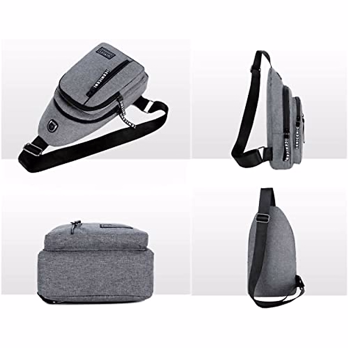 YERCHIC Small Sling Bag Crossbody Chest Shoulder Water Resistant Purse One Strap Travel Bag for Men Women With Earphone Hole BLACK