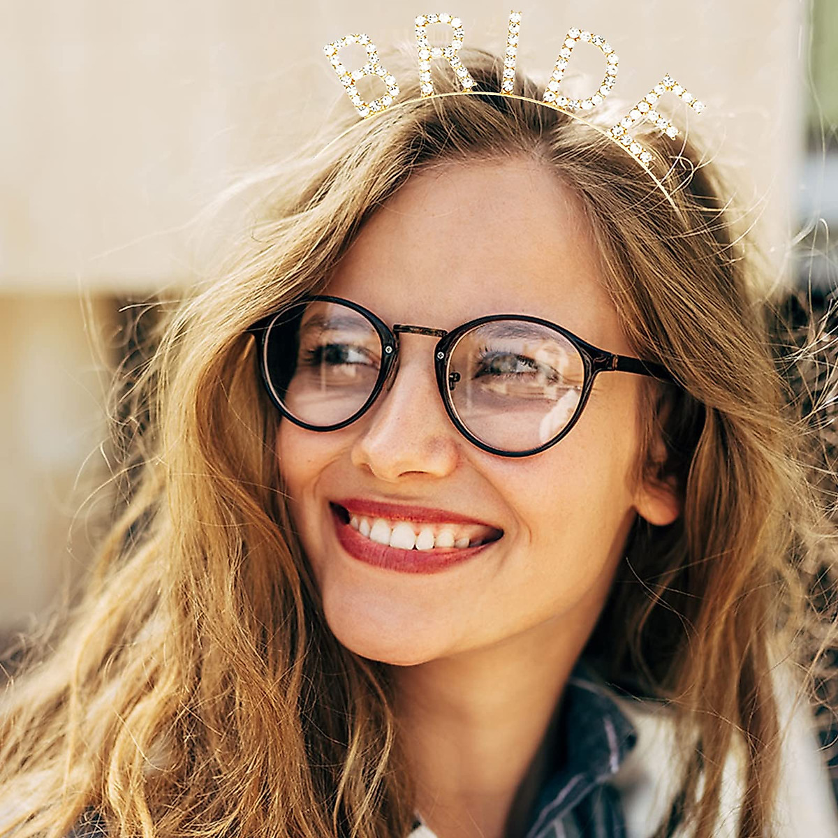 KALIONE Bride Headband Bride Crown, Rhinestone Crown Headband for Women,Elegant Crown Head Bands, Bridal Headband for Bachelorette Party Headbands(Rose Red)