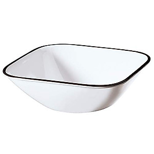 Corelle 18-Piece Service for 6 Dinnerware Set, Triple Layer Glass and Chip Resistant, Lightweight Square Plates and Bowls Set, Simple Lines