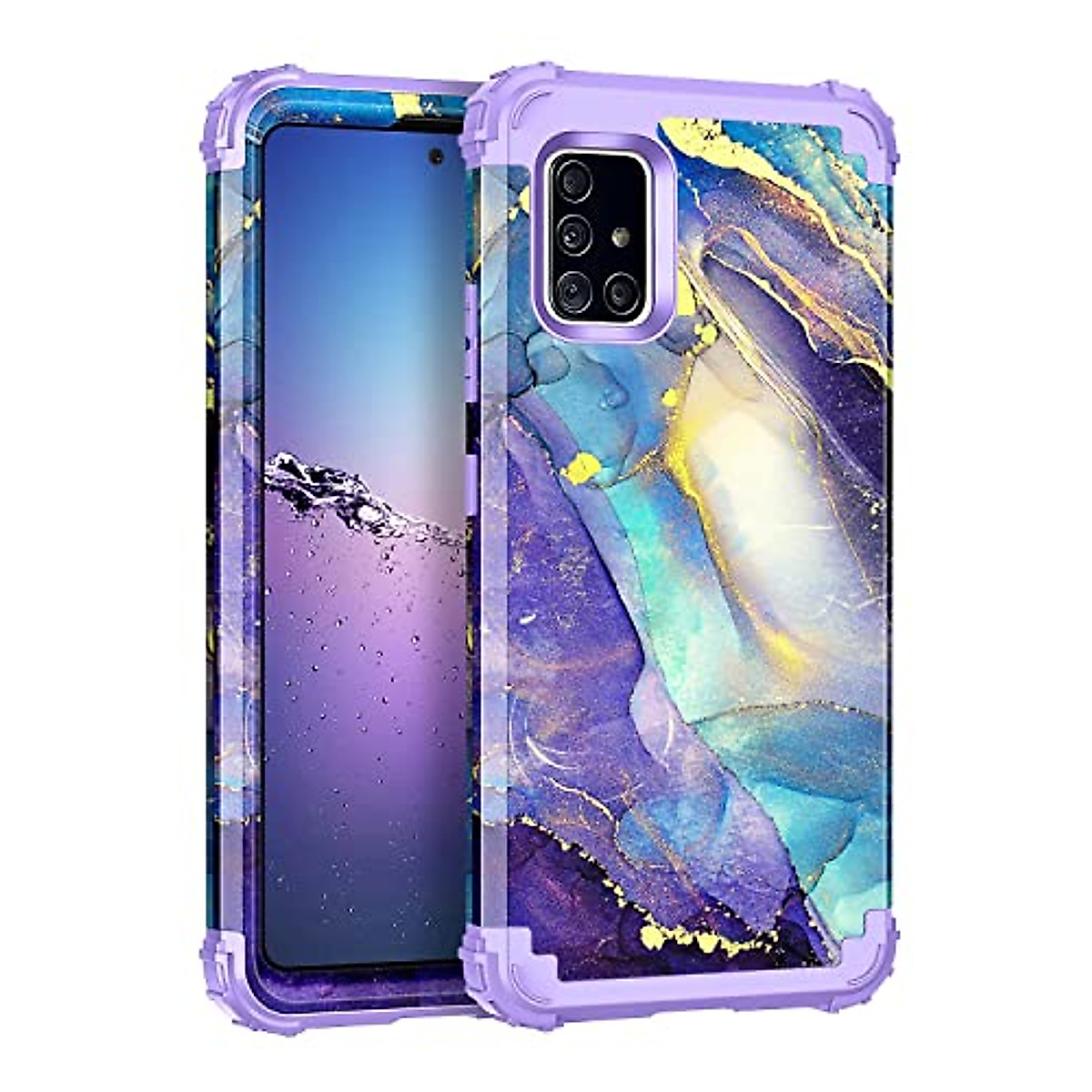 Rancase for Galaxy A51 5G Case,Three Layer Heavy Duty Shockproof Protection Hard Plastic Bumper +Soft Silicone Rubber Protective Case for Samsung Galaxy A51 5G,Purple