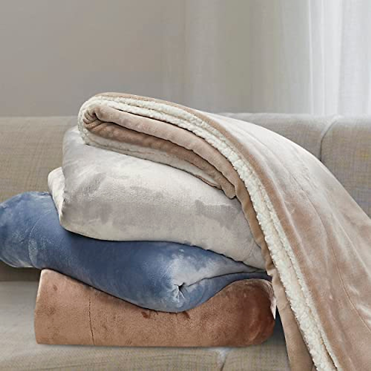 Thesis Sherpa Fleece Throw Blanket for Couch Linen Throw Blanket – Fuzzy Cozy Warm Sherpa Blanket Throw, 50x60 Inches