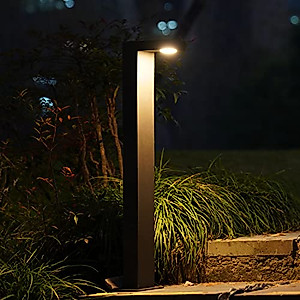 Inowel Light Outdoor Landscape Pathway LED Lights Modern Wired Driveway Lighting Decorative Bollard Lamp IP54 Waterproof Grey for Walkway Patio Garden,23.6In 120V