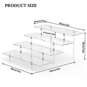 Acrylic Display Riser Stand Shelf Clear 4 Tier Cupcake Stand Perfume Display Holder Figures Desktop Decoration and Organizer Showcase Toys Retail Display Rack Candy Dessert Buffet 4 Step Collection (1 PACK)
