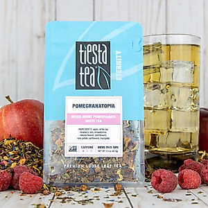Tiesta Tea - Pomegranatopia | Mixed-Berry Pomegranate White Tea | Premuim Loose Leaf Tea Blend | Low Caffeinated Tea | Make Hot or Iced Tea & Brews Up to 25 Cups - 1.5 Ounce Resealable Pouch