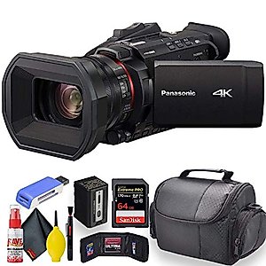 Panasonic HC-X1500 4K Professional Camcorder with 24x Optical Zoom, WiFi HD Live Streaming W/Soft Case + Sandisk Extreme Pro 64GB Card + Clean and Care Set + More - Starter Bundle